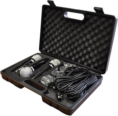 Soundlab Dynamic Vocal Microphone Kit with 3 Plastic Microphones, Leads ...