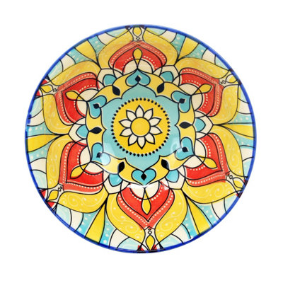 Soup Bowl Stoneware Blue Mandala 15cm Broth Cereal Ramen Side Bowl ...