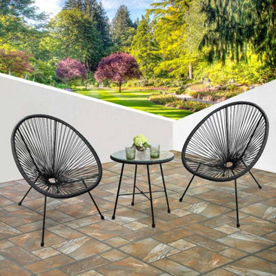 Southbury Designer Egg String Chair Bistro Garden Set Black
