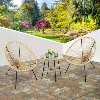 Southbury Designer Egg String Chair Bistro Garden Set - Natural