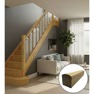 Southern Yellow Pine Handrail Contemporary 4.2m - No Groove UK ...