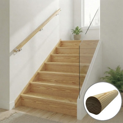 Southern Yellow Pine Handrail Mopstick 3.0m Wall Mounted Handrail UK ...