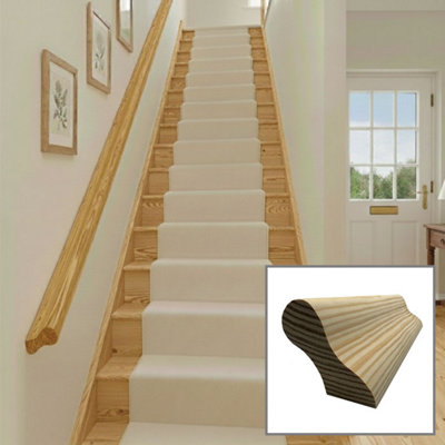 Southern Yellow Pine Handrail Pigs Ear 3.6m Wall Mounted Handrail UK ...