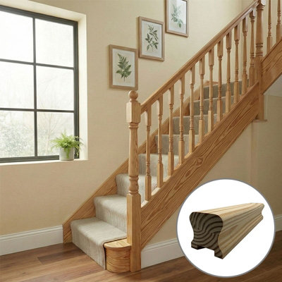 Southern Yellow Pine Handrail THR 4.2m - 32mm Groove For Stair Spindles ...