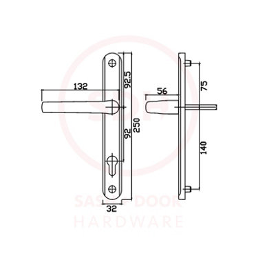 SOX Stainless Steel Long Backplate Door Handle (92mm) - PVD Gold ...