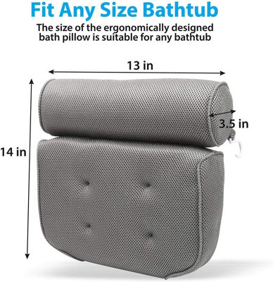 Spa Bath Pillow with Head, Neck, Shoulder & Back Support Extra Thick ...