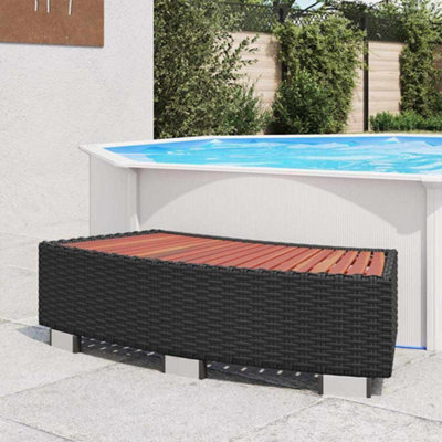 SPA STEP POLY RATTAN 92X45X25 CM BLACK