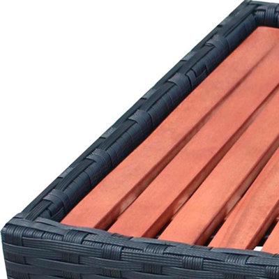 SPA STEP POLY RATTAN 92X45X25 CM BLACK