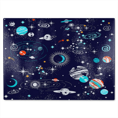 SPACE GALAXY CONSTELLATION GLASS CHOPPING BOARD