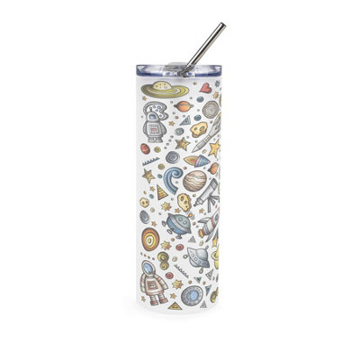 Space Montage Glass Travel Flask - Space & Astronauts Themed Gift ...