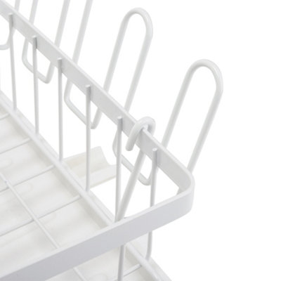 SPACE-SAVING 2-TIER DISH RACK - EXTENDABLE DRAIN PIPE & DETACHABLE CUP ...
