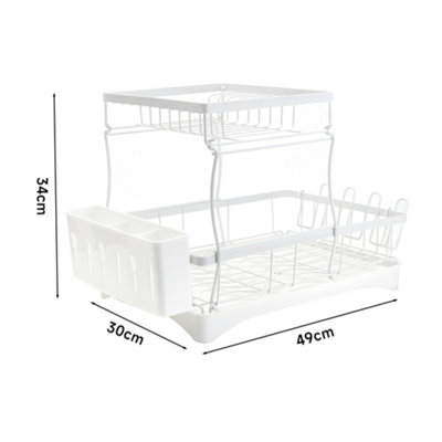 Space-Saving 2-Tier Dish Rack - Extendable Drain Pipe & Detachable Cup ...
