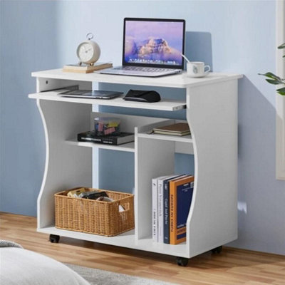 Space Saving Computer Desk PC Table w Wheels Study Table for Home ...