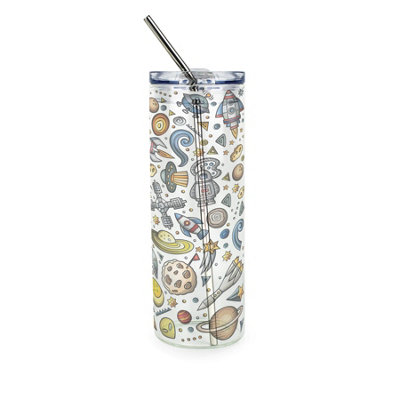 Space Themed Glass Travel Flask -Space & Astronauts Themed Gift/Present ...