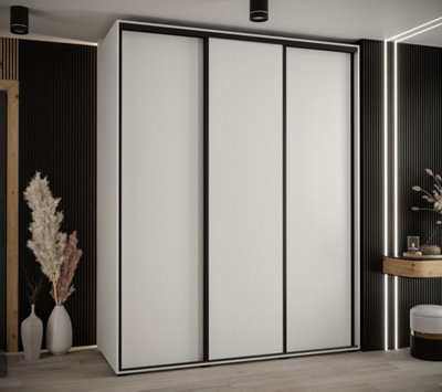 Spacious White Sliding Wardrobe H2050mm W2000mm D600mm with ...