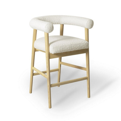 Spara Counter Stool - Boucle/Wood - L52.3 x W57.9 x H85.6 cm - Cream