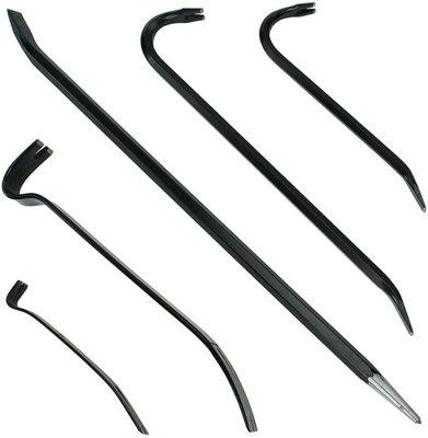 SPARES2GO 10 Piece Crowbar Long Wrecking Crow Bar Rod Steel Flat Pry ...