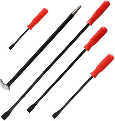 SPARES2GO 10 Piece Crowbar Long Wrecking Crow Bar Rod Steel Flat Pry ...