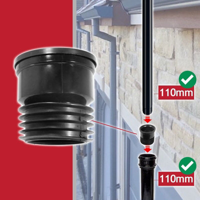 SPARES2GO 110mm / 4" Soil Pipe to Clay / Cast Iron Push Fit Waste Drain ...