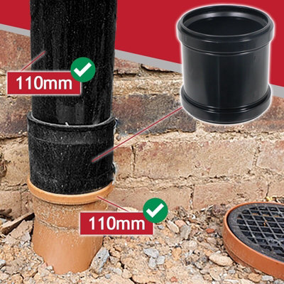 SPARES2GO 110mm 4" Soil Waste Pipe Double Socket Push Fit Straight Slip ...
