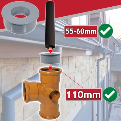 SPARES2GO 110mm Soil Pipe Reducer Boss Adaptor Solvent Weld Waste Push ...