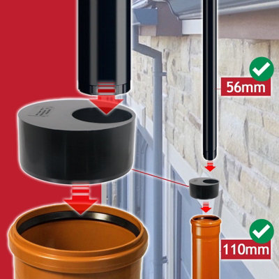 SPARES2GO 110mm to 56mm (50mm) Solvent Weld Soil System Waste Pipe ...