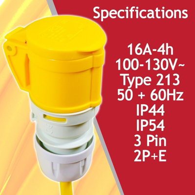 SPARES2GO 110V Extension Lead 14m 16A 1.5mm Extra Long Outdoor ...