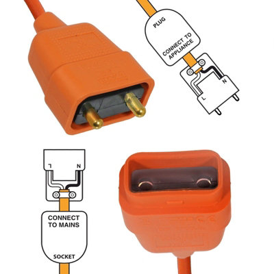 SPARES2GO 12 Metre Cable & Lead Plug + 2 Core Pin Coupler Connector ...