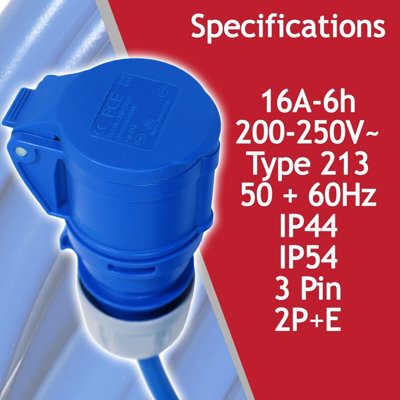 SPARES2GO 16A Extension Lead 14m 240V 1.5mm Extra Long Blue Power Cable ...