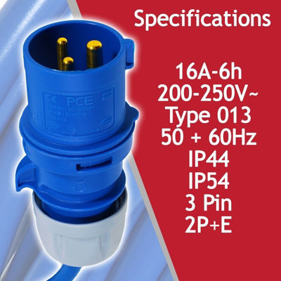 SPARES2GO 16A Extension Lead 14m 240V 1.5mm Extra Long Blue Power Cable ...