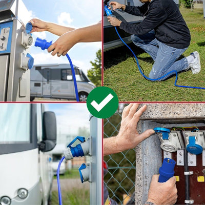 SPARES2GO 16A Hook Up Extension Lead 14m 240V 1.5mm + 4 Gang Way 13A 1m ...