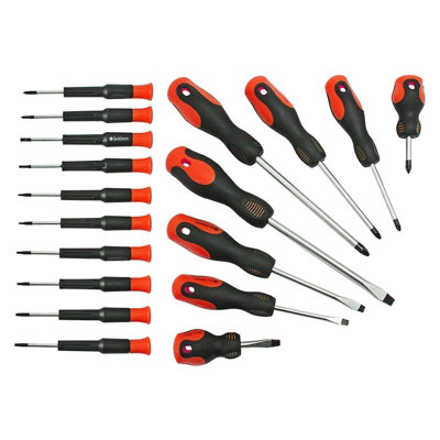 SPARES2GO 18 Piece Large and Small Precision Screwdriver Set (Phillips ...