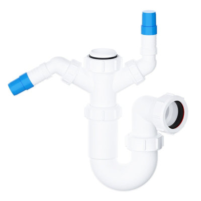 SPARES2GO 40mm Sink Trap Double Nozzle Washing Machine Dishwasher 75mm ...