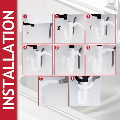 SPARES2GO 40mm Sink Trap Double Nozzle Washing Machine Dishwasher 75mm ...