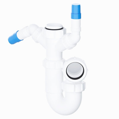 SPARES2GO 40mm Sink Trap Double Nozzle Washing Machine Dishwasher 75mm ...