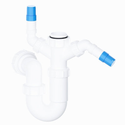 SPARES2GO 40mm Sink Trap Double Nozzle Washing Machine Dishwasher 75mm ...