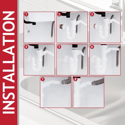 SPARES2GO 40mm Telescopic Sink Trap Kitchen Washing Machine Dishwasher ...