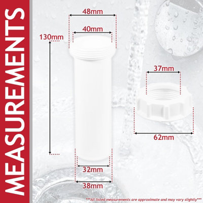 SPARES2GO 40mm Trap Height Adjuster 1.5" Plumbing Basin Sink Waste ...