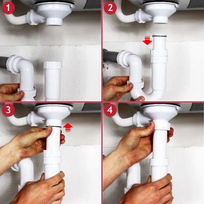 SPARES2GO 40mm Trap Height Adjuster 1.5" Plumbing Basin Sink Waste ...