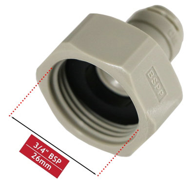 SPARES2GO American Fridge Water Tap Connection Kit 1/4" Push Fit 3/4 ...