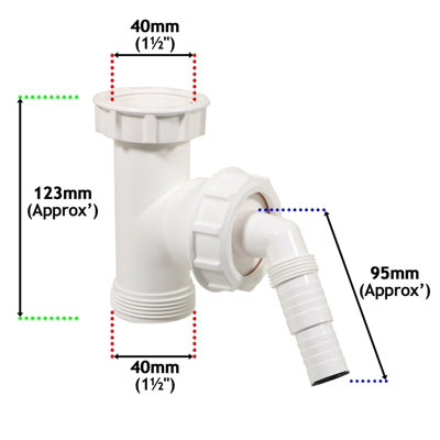 SPARES2GO Appliance Trap Adaptor 40mm 1 1/2" Washing Machine Dishwasher ...