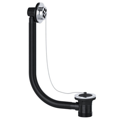SPARES2GO BATH COMBINATION WASTE OVERFLOW PLUG & CHAIN 40MM 1.5" (SILVER)