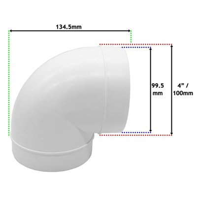 SPARES2GO Bend Elbow Duct 90 Degree Vent Hose Pipe Tube Hydroponics ...