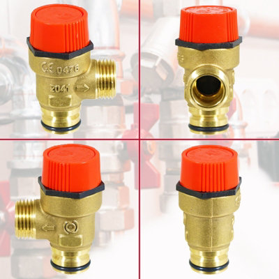 SPARES2GO Boiler Pressure Relief Safety Valve 3 Bar 1/2" BSP Male x ...