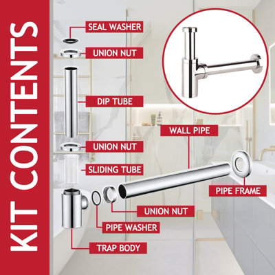 SPARES2GO Bottle Sink Basin Trap 40mm / 1.5" Luxury Round Deodorant ...