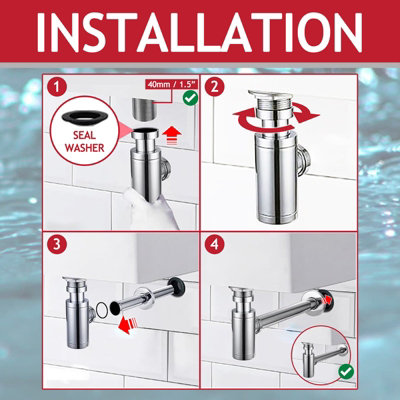 SPARES2GO Bottle Sink Basin Trap 40mm / 1.5" Luxury Round Deodorant ...