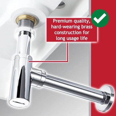 SPARES2GO Bottle Sink Basin Trap 40mm / 1.5" Luxury Round Deodorant ...