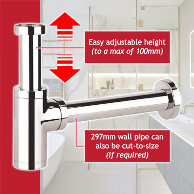 SPARES2GO Bottle Sink Basin Trap 40mm / 1.5" Luxury Round Deodorant ...