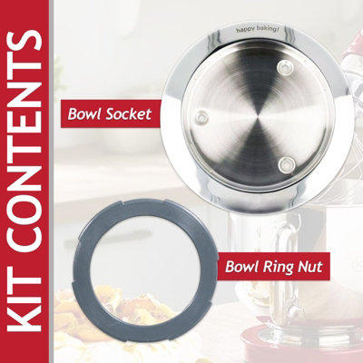 SPARES2GO Bowl Socket + Ring Nut Set for Kenwood KMIX KMX75 KMX750 ...