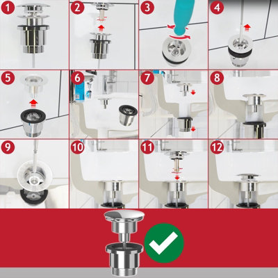 SPARES2GO Clicker Basin Waste Plug 1 1/4" 60mm Click Clack Bathroom ...